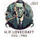 H. P. Lovecraft Svg, Cartoon H. P. Lovecraft Clipart Vector Cthulhu ...