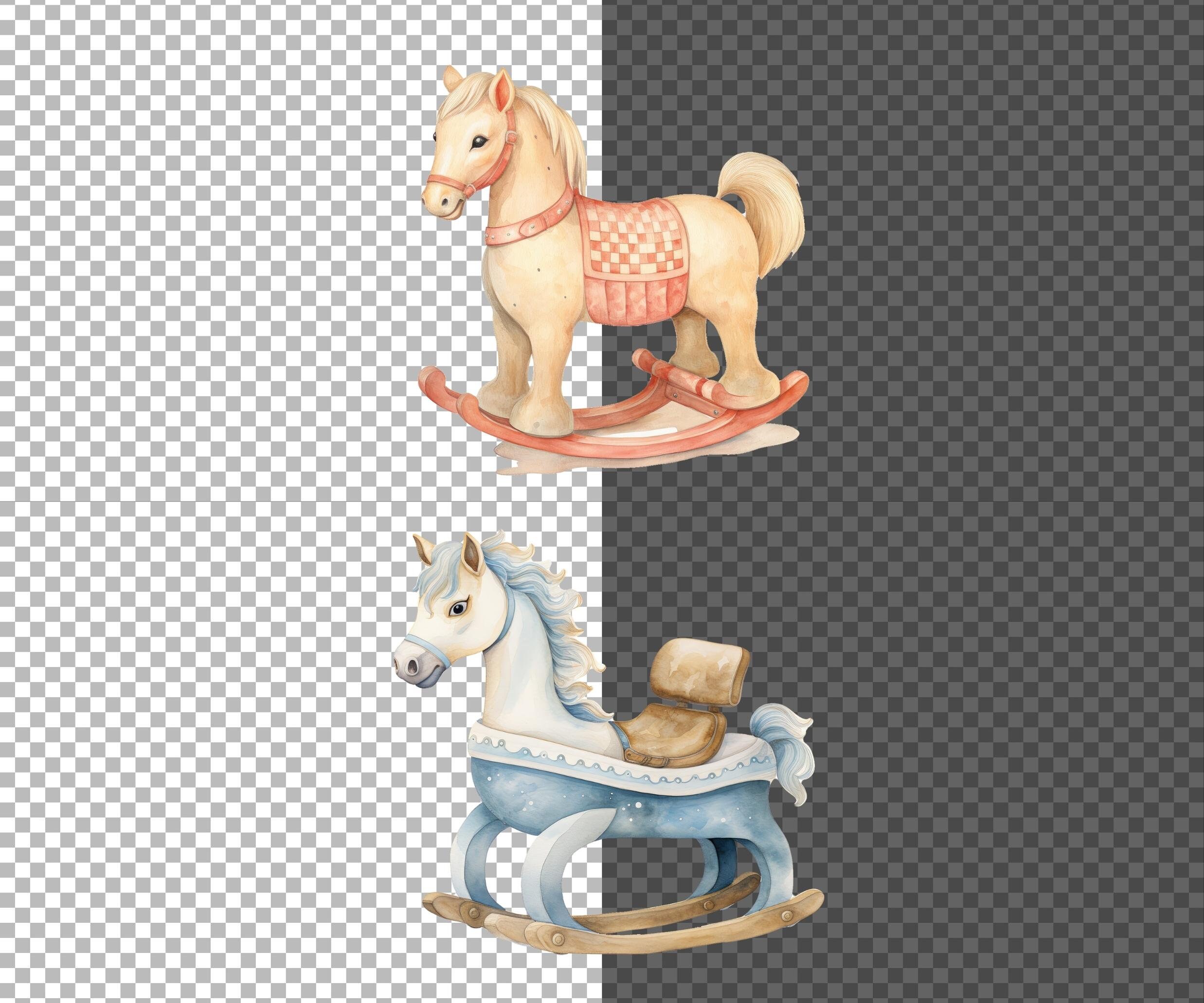 Rocking Horse Watercolor Clipart - Baby Shower, Pony Birthday Clipart ...