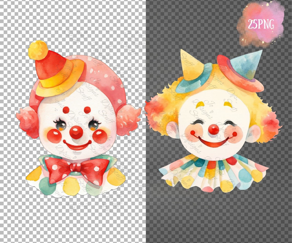 Watercolor Baby Clown Clipart Cute Cartoon Pastel Color - Etsy