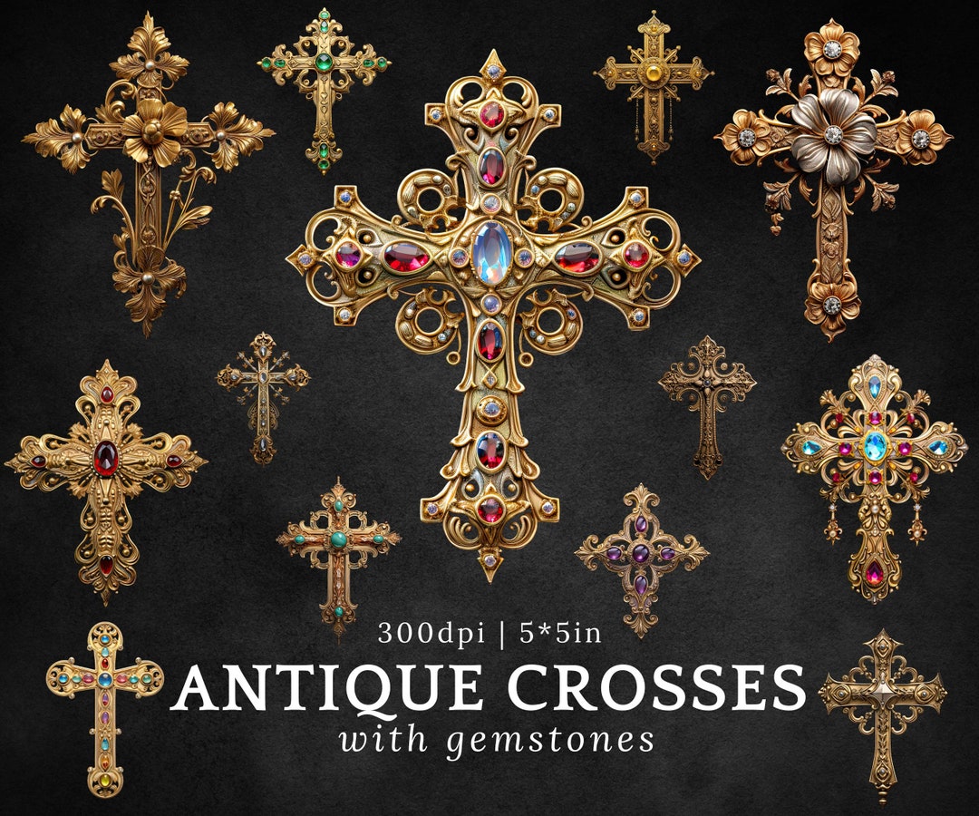 Metal Cross Clipart,vintage Victorian Engraved Gold Cross Pendant With ...