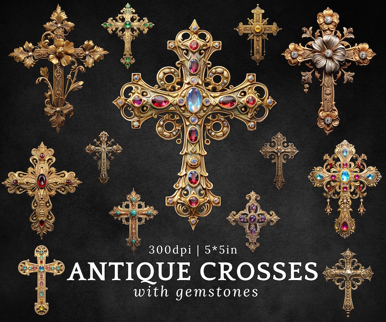 Metal Cross Clipart,vintage Victorian Engraved Gold Cross Pendant With ...