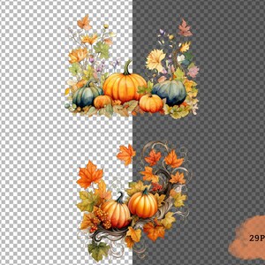 Watercolor Pumpkin Clipart Png, Fall Leaf, Vintage Halloween Frame ...