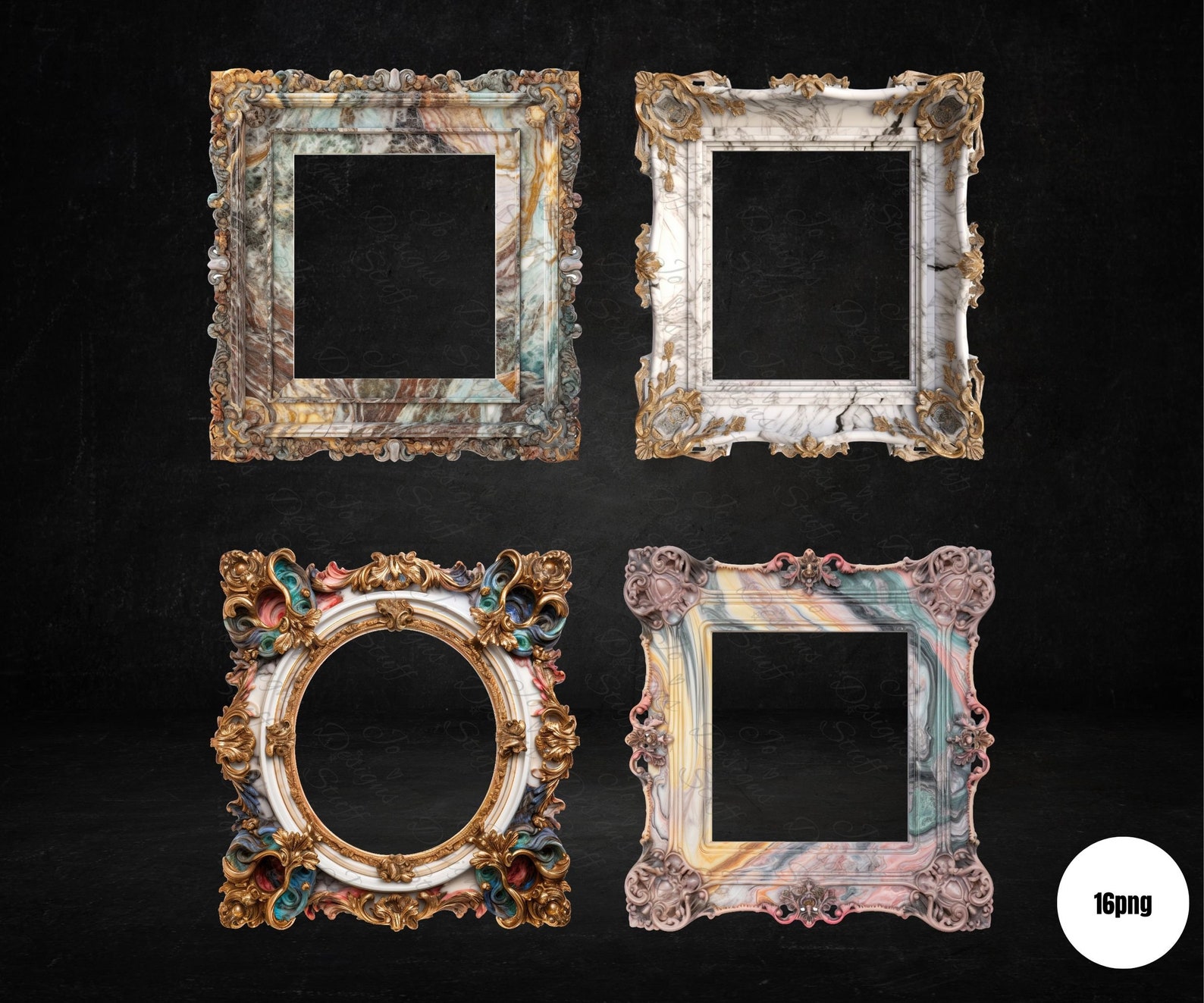 Marble Texture Frames Clipart Printable Elegant Frames, Junk Journal ...