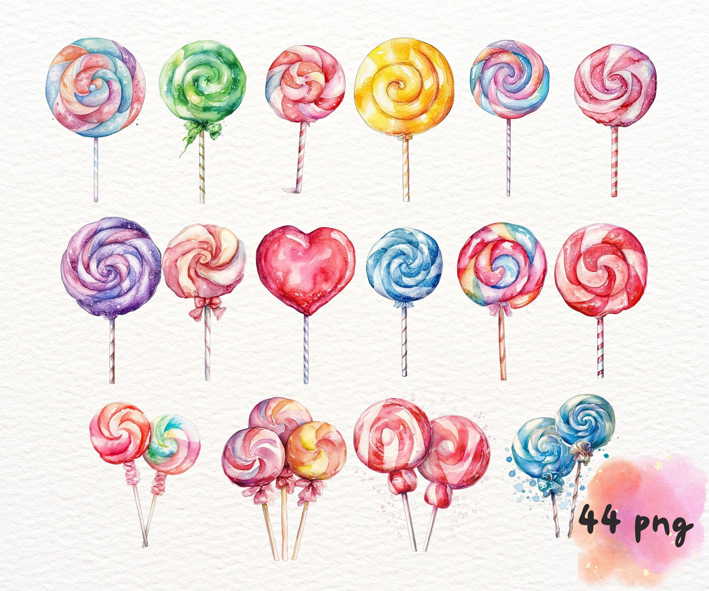 Candy Clipart Collection Watercolor Candy Variety Pack Gummy - Etsy