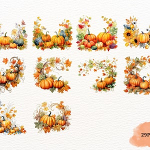 Watercolor Pumpkin Clipart Png, Fall Leaf, Vintage Halloween Frame ...
