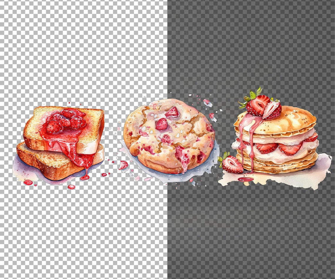 Strawberry Desserts Clipart Bundle Summer Watercolor Sweet - Etsy