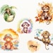 Chubby Monkeys Watercolor Clipart Cute Kawaii Cartoon Monkeys, Baby ...