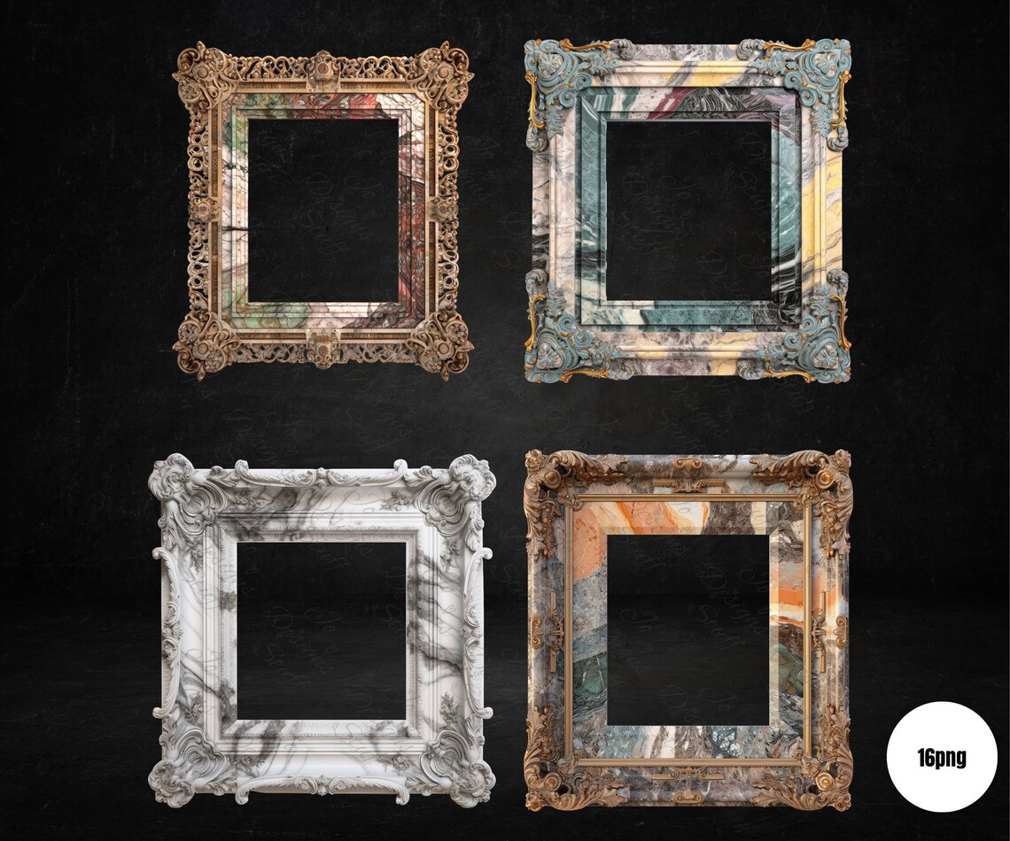 Marble Texture Frames Clipart - Printable Elegant Frames, Junk Journal ...