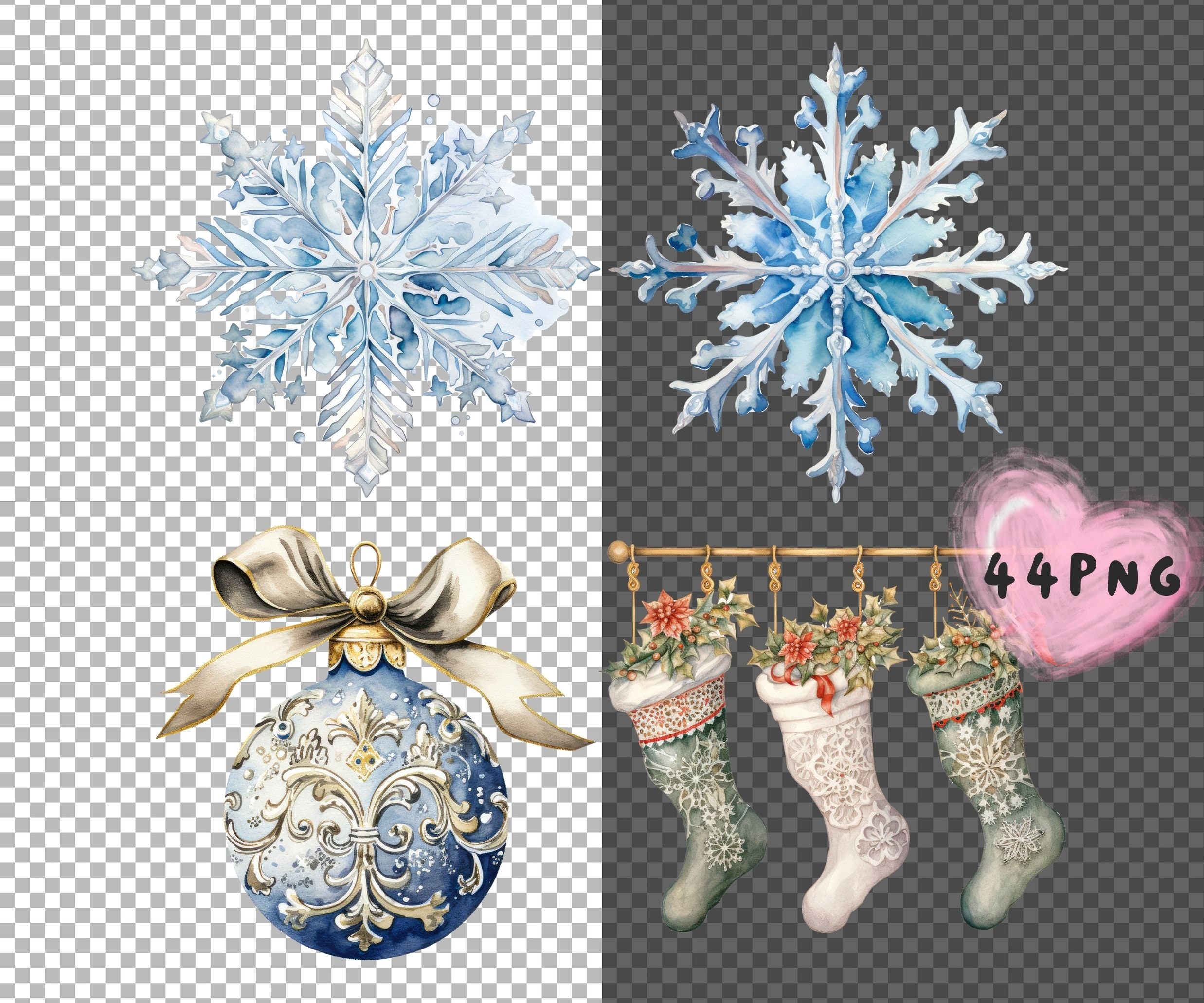 Watercolor Christmas Clipart Collection, Christmas Clip Art Bundle ...