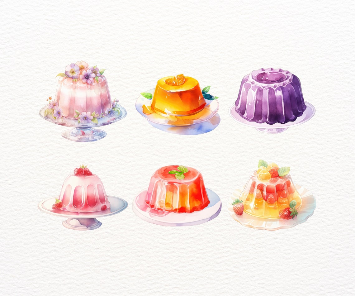 Jello Cliparts, Cute Jelly Clipart,watercolor Jello,floral Jello,herbal ...