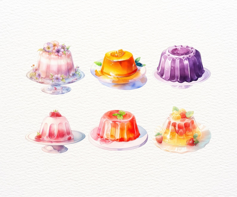 Jello Cliparts, Cute Jelly Clipart,watercolor Jello,floral Jello,herbal ...