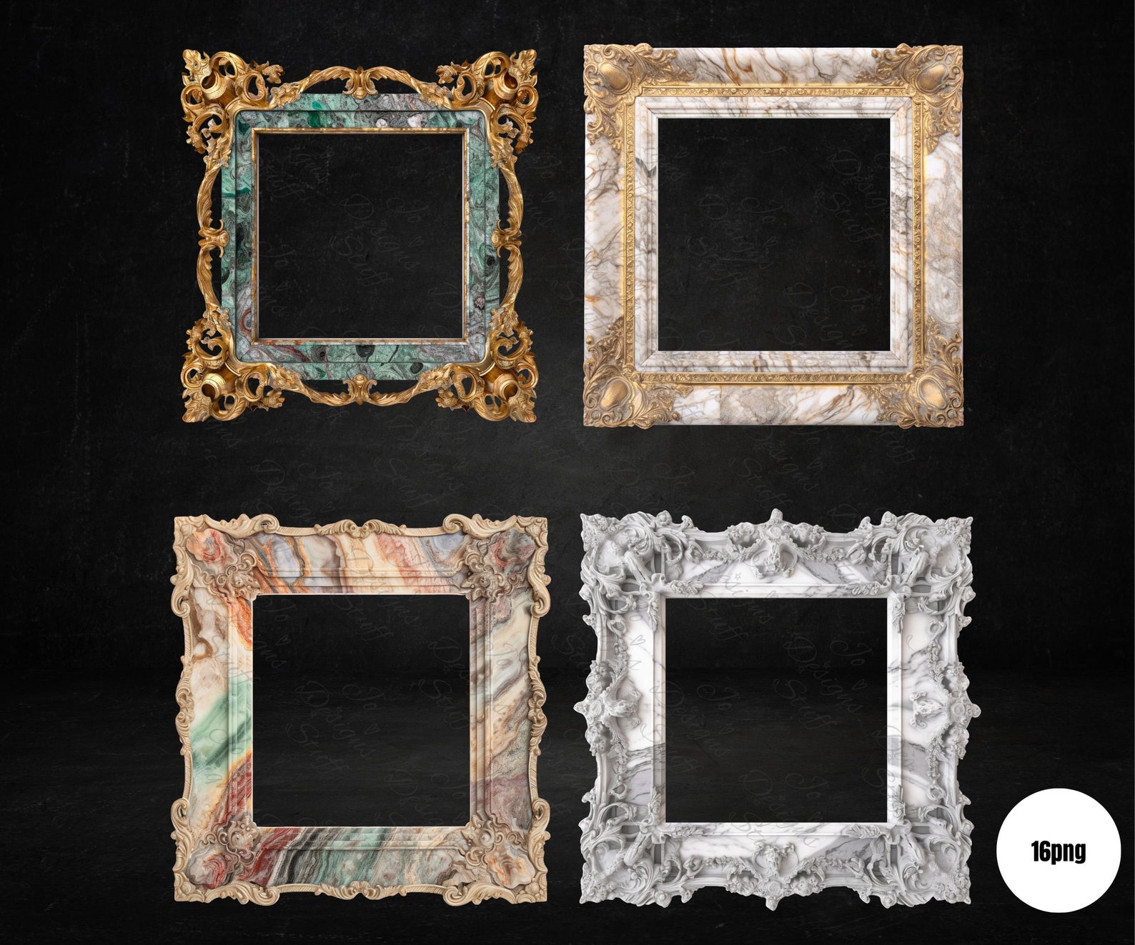 Marble Texture Frames Clipart Printable Elegant Frames, Junk Journal ...