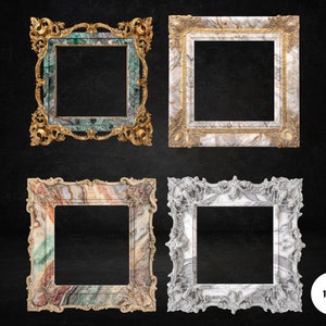Marble Texture Frames Clipart - Printable Elegant Frames, Junk Journal ...