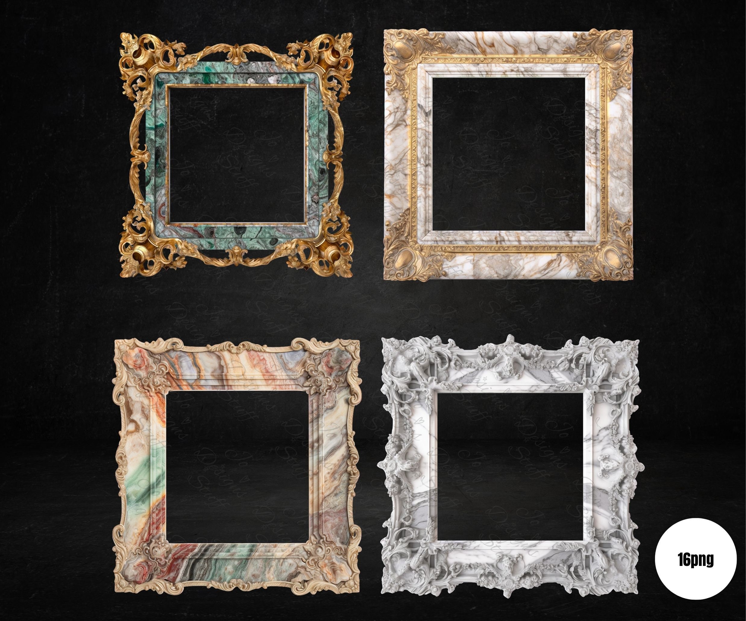 Marble Texture Frames Clipart - Printable Elegant Frames, Junk Journal ...