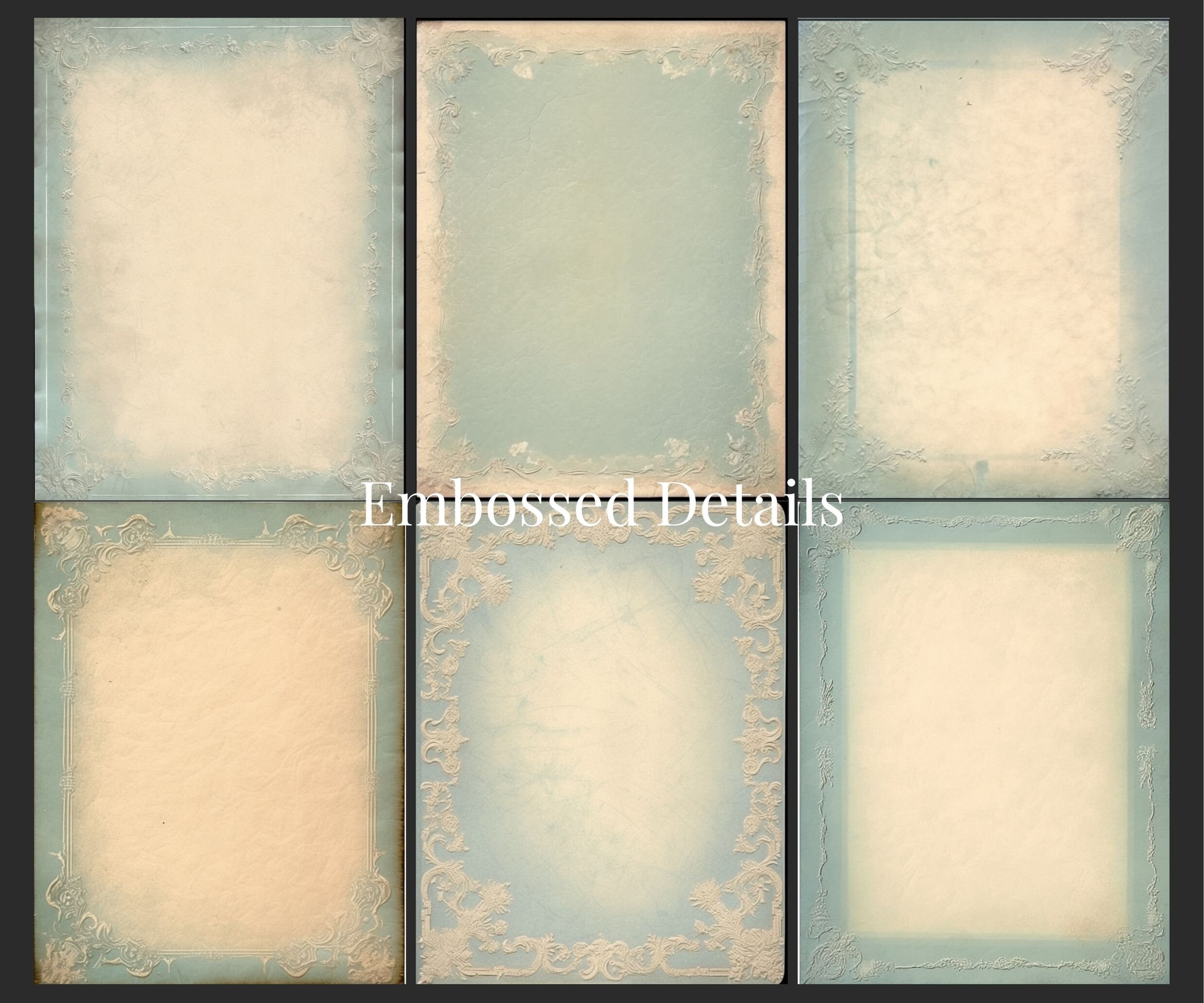 Embossed Junk Journal Paper Set of 12 blue Paper Texture - Etsy