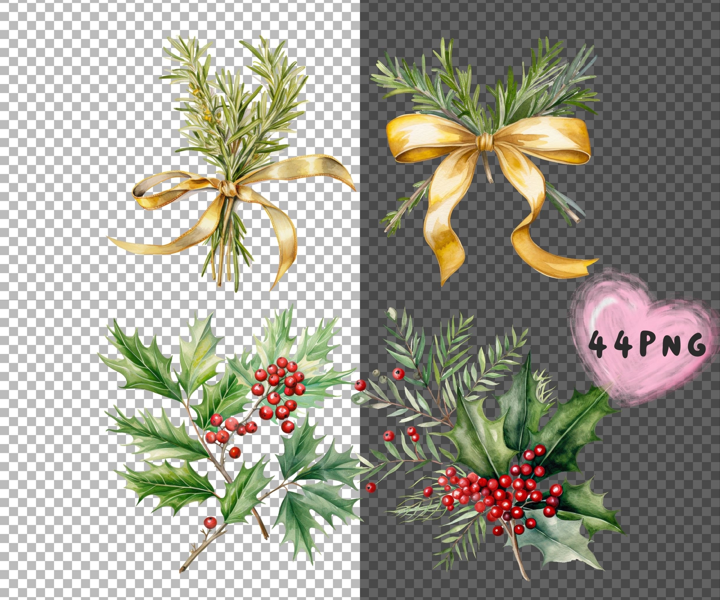 Watercolor Christmas Clipart Collection, Christmas Clip Art Bundle ...