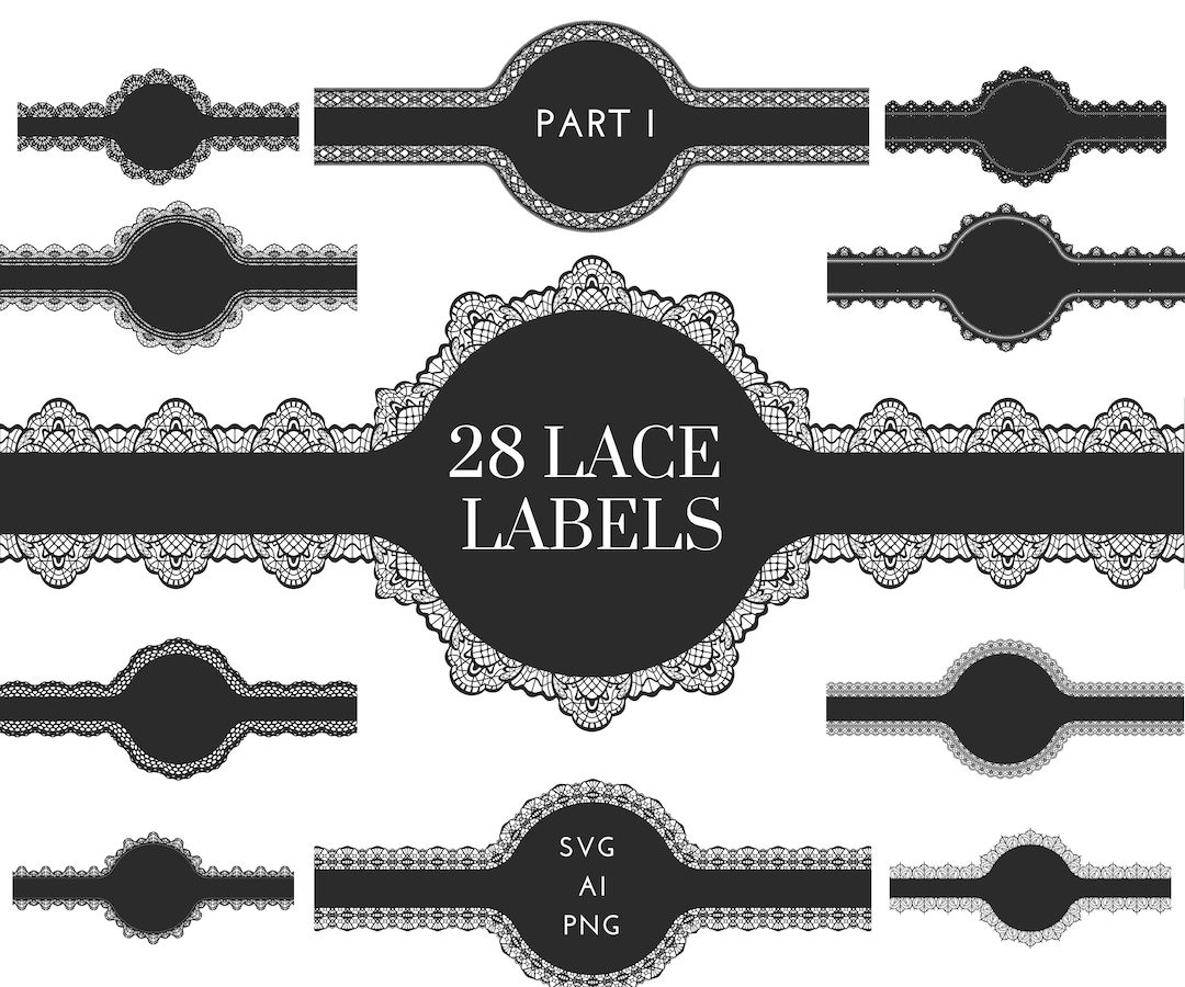Lace Label Clipart Bundle,elegant Round Doily Label SVG PNG Ai,vintage ...