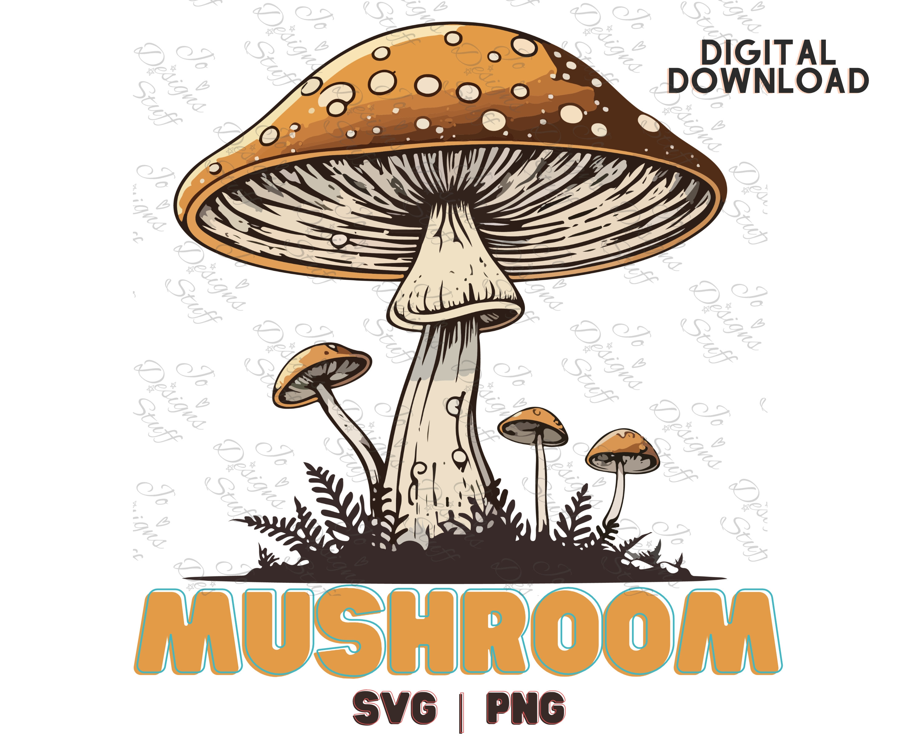 Mushroom Svg, Colorful Fungus Svg, Yellow Cartoon Mushroom Clipart ...