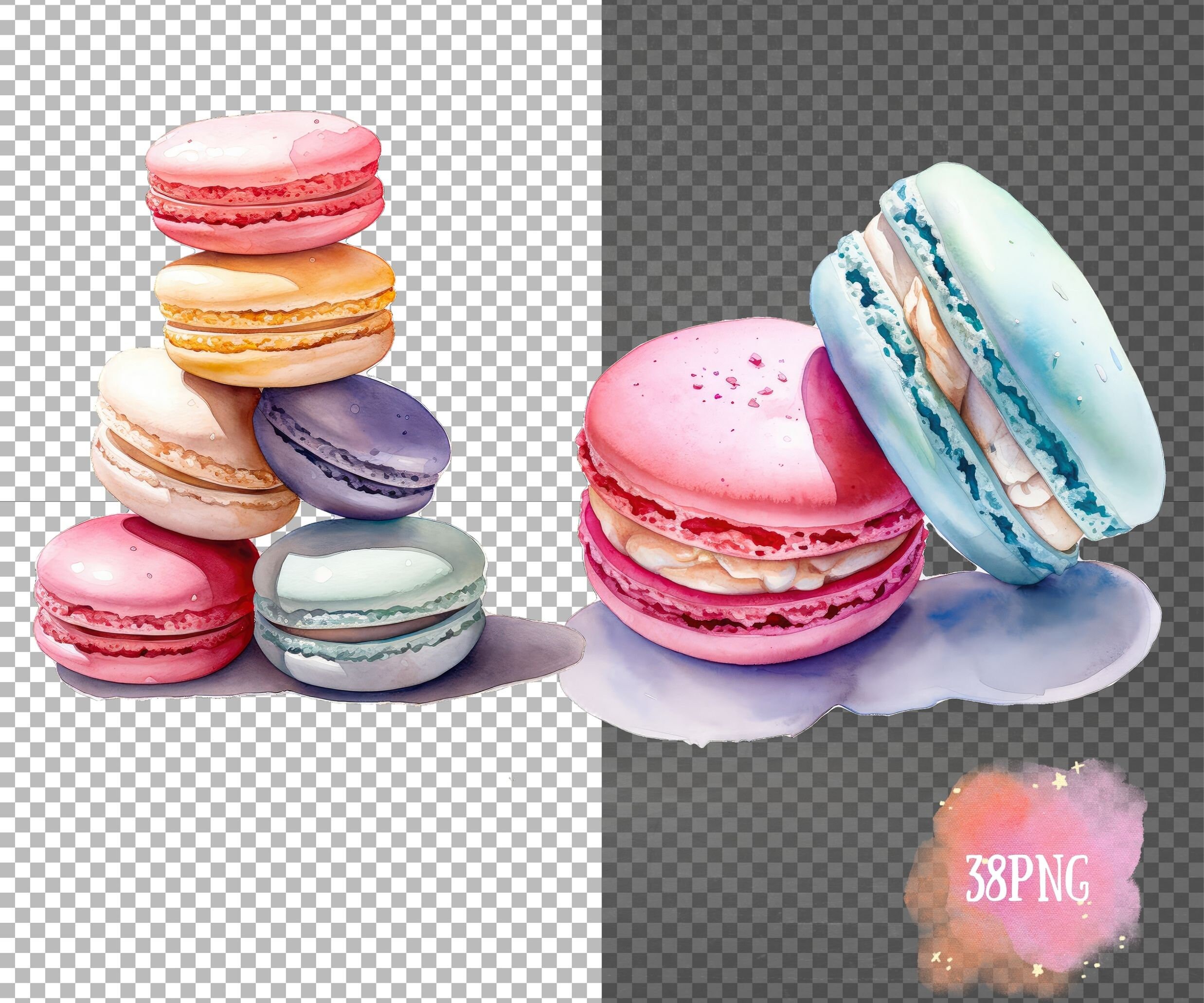 Watercolor French Macaron Clipart, Pastel Colors, Bakery Dessert With ...