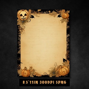 Junk Journal Papers: Vintage Halloween Themed Pages, Pumpkin and Skull ...