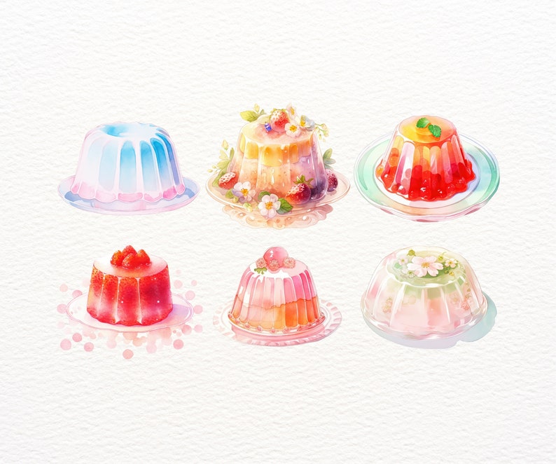 Jello Cliparts, Cute Jelly Clipart,watercolor Jello,floral Jello,herbal ...