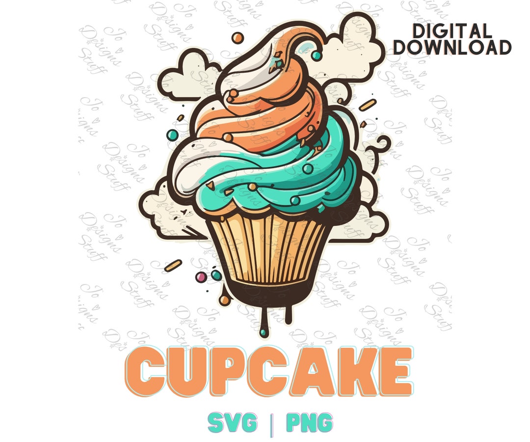 Digital Cupcake SVG, Cartoon Cupcakes, Colorful Sprinkles Cupcake ...