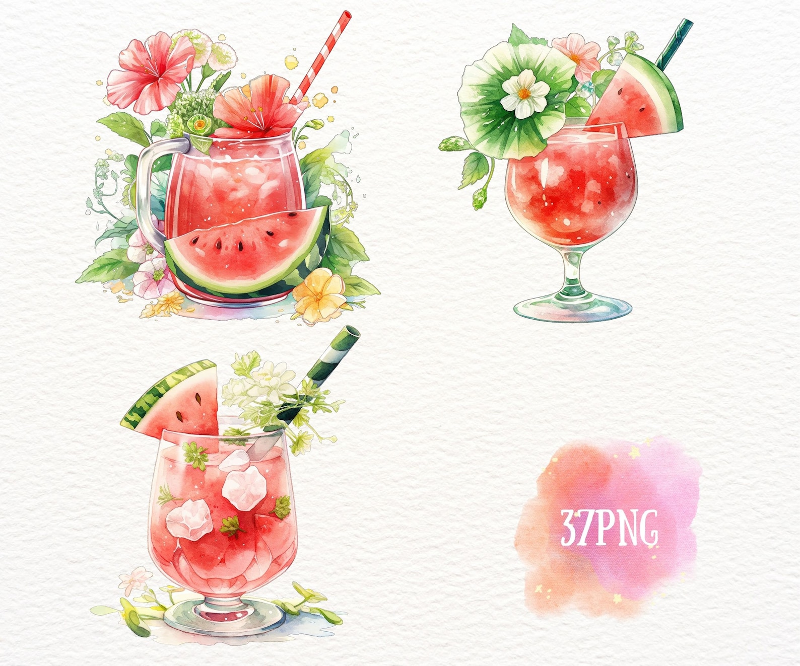 Watermelon Watercolor Clipart, Decorative Frame, Line, Leaf, Fruit ...