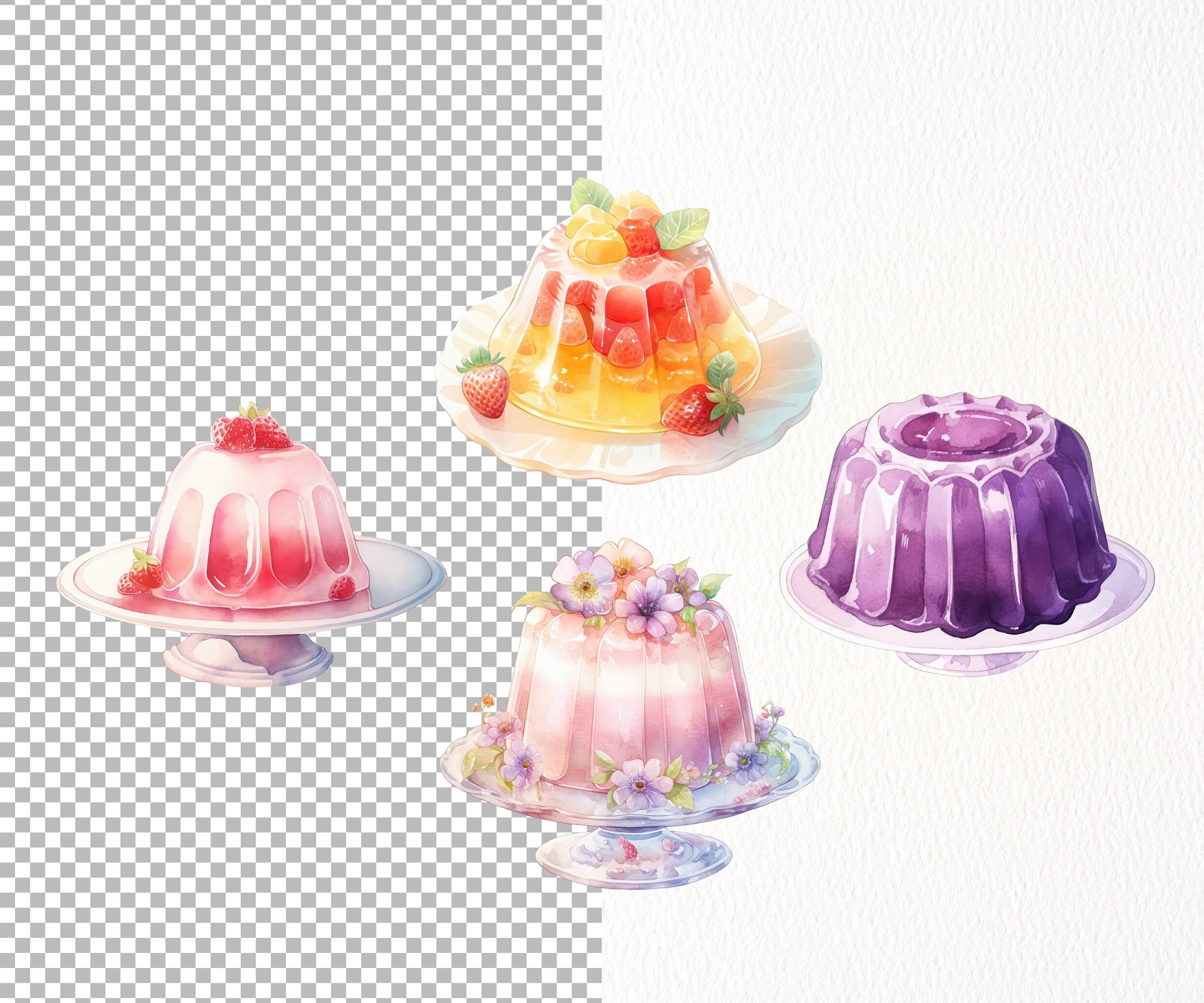 Jello Cliparts, Cute Jelly Clipart,watercolor Jello,floral Jello,herbal ...