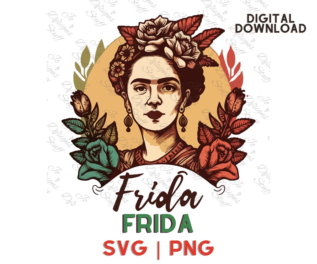 Frida Kahlo Svg, Vintage Retro Frida Kahlo With Floral Clipart Vector ...