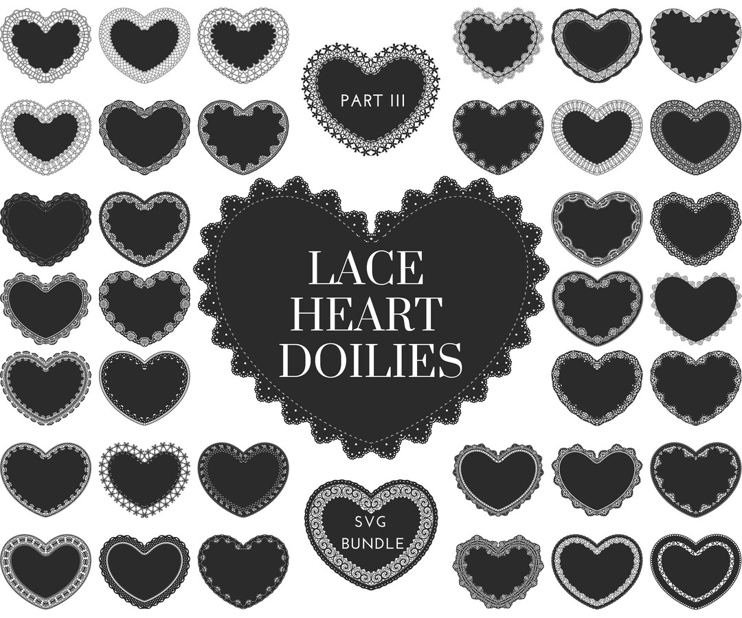 Floral Lace Heart Doily Svg-vol.3, Vintage Antique Decorative Heart ...