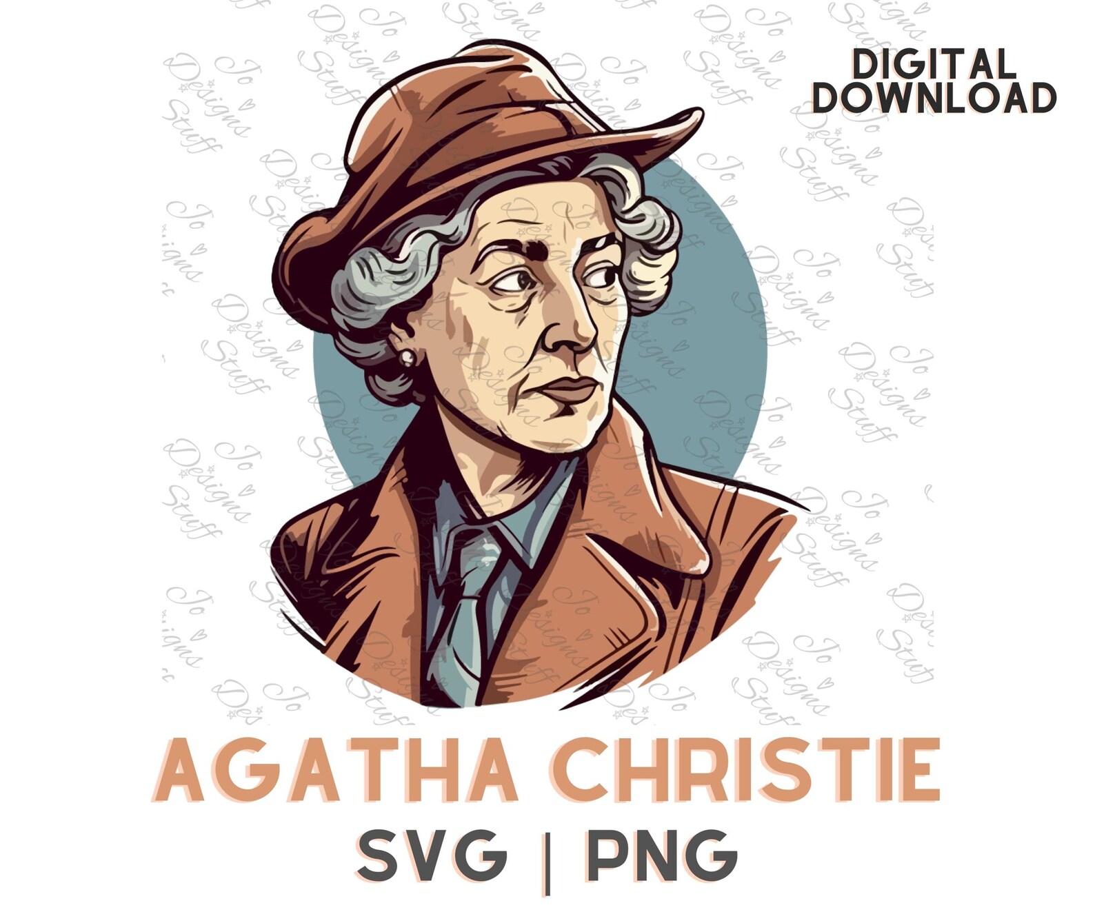 Agatha Christie Svg Png, Cartoon Agatha Christie Clipart Vector, Cut ...
