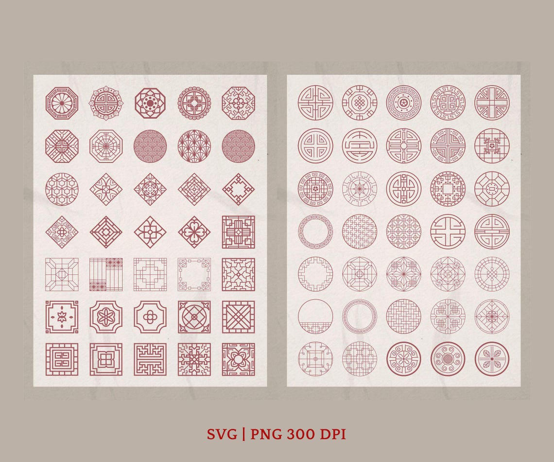 Chinese Lattice Window Patterns 350+ SVG PNG Digital Download for Laser ...