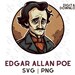 Edgar Allan Poe Svg, Cartoon Edgar Allan Poe Clipart Vector With Raven ...