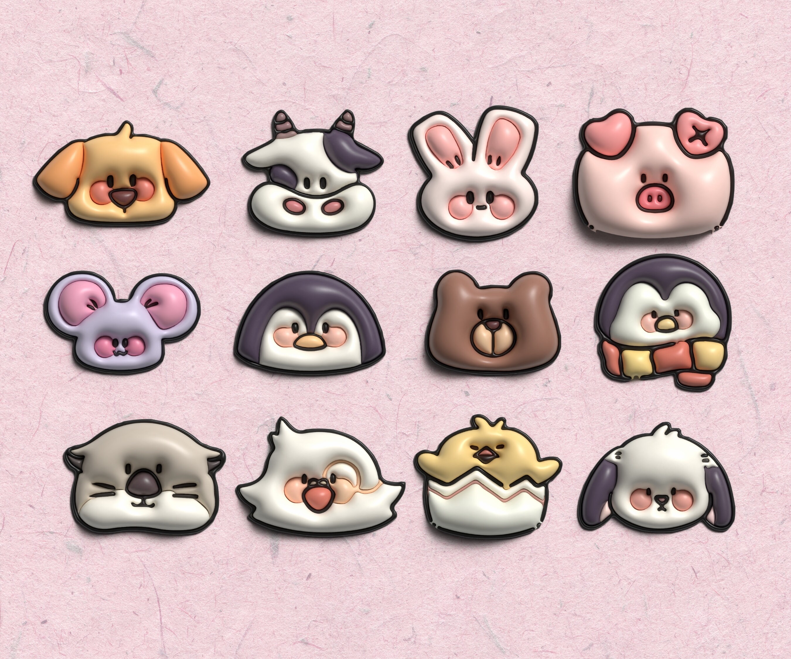 3D Animal Stickers for Digital Notebooks, 57 Colorful Realistic Cute ...