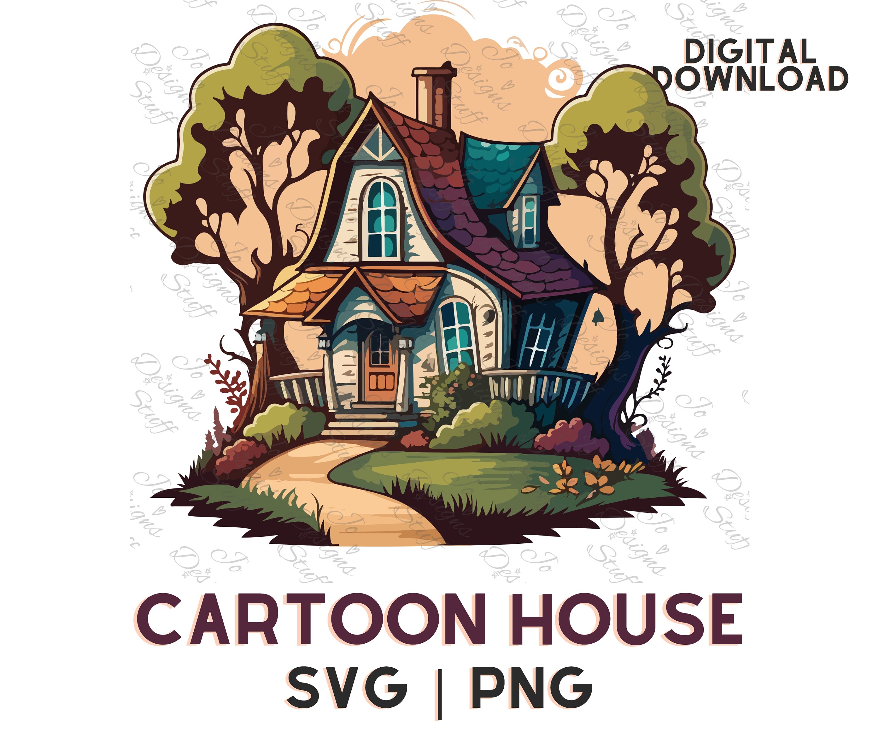 Cartoon House Clipart SVG - Colorful Hand-drawn Style Illustration ...