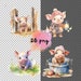Chubby Piglets Watercolor Clipart Cute Kawaii Cartoon Piglets, Baby ...