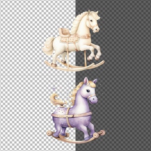 Rocking Horse Watercolor Clipart - Baby Shower, Pony Birthday Clipart ...