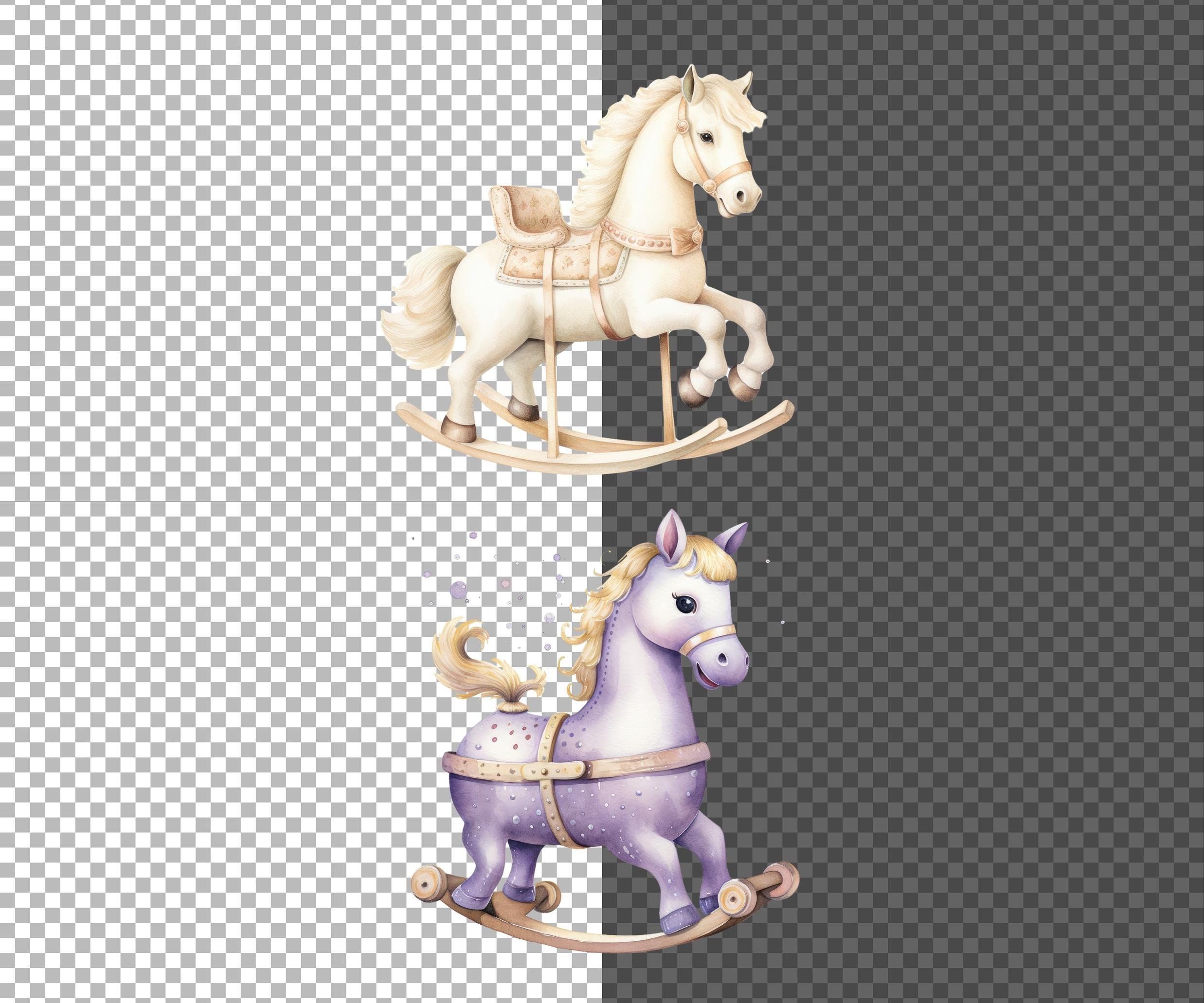 Rocking Horse Watercolor Clipart - Baby Shower, Pony Birthday Clipart ...