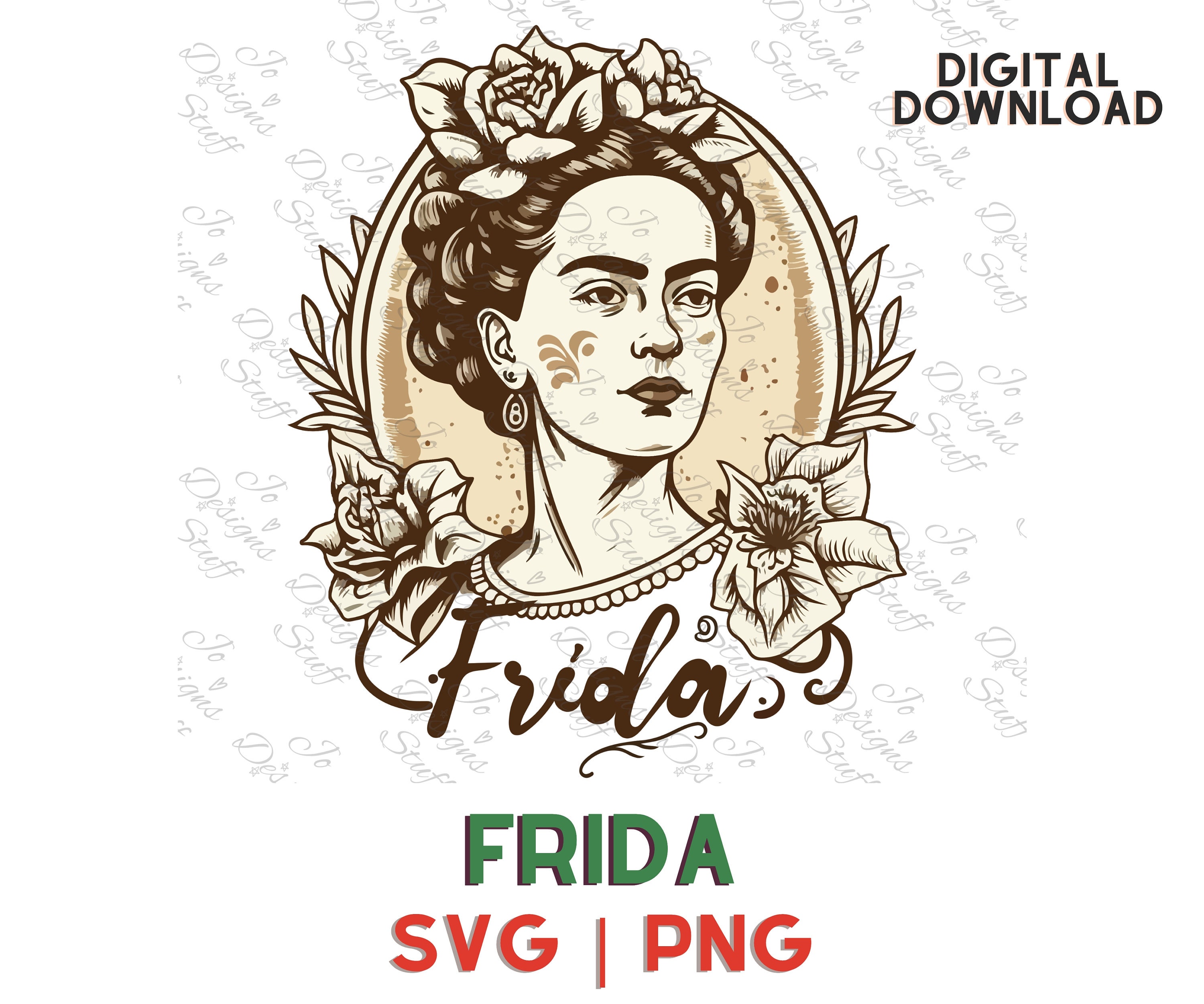 Frida Kahlo Svg, Vintage Retro Frida Kahlo With Floral Clipart Vector ...