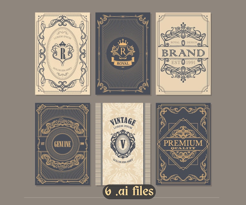 Luxury Vintage Frame Clipart Bundle, 6AI Files, 36 Designs, With Ornate ...