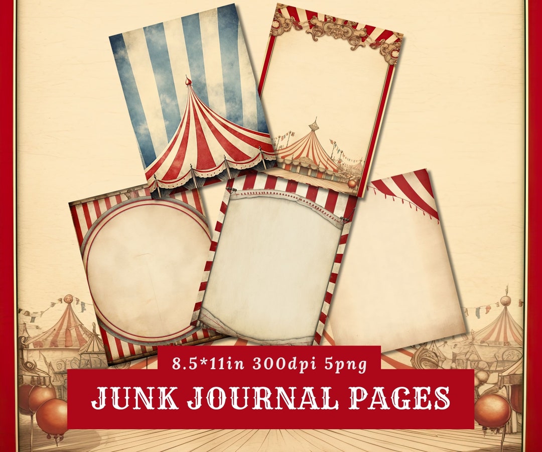 Junk Journal Papers: Vintage Circus Themed Blank Pages, Carnival ...