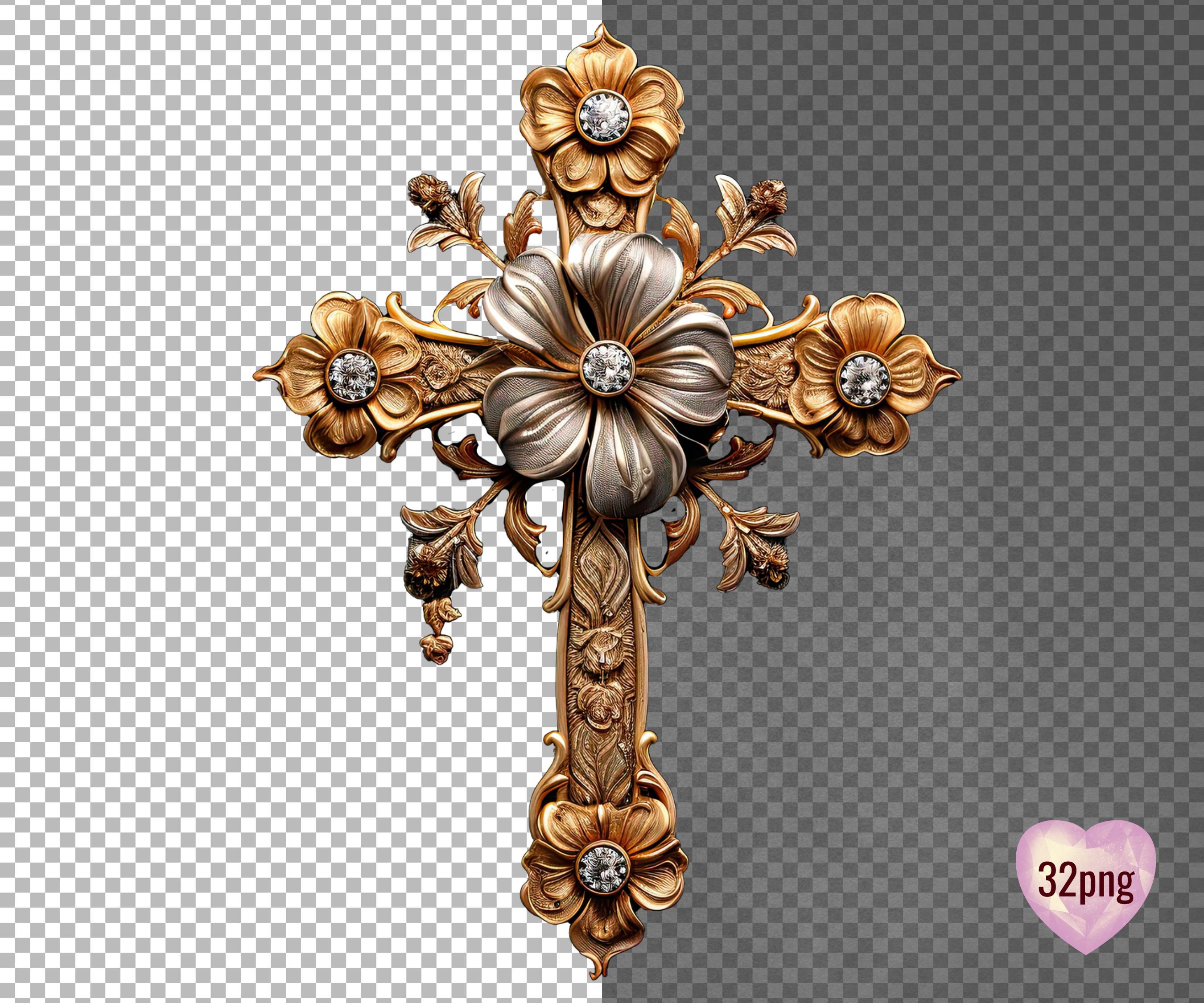 Metal Cross Clipart,vintage Victorian Engraved Gold Cross Pendant With ...