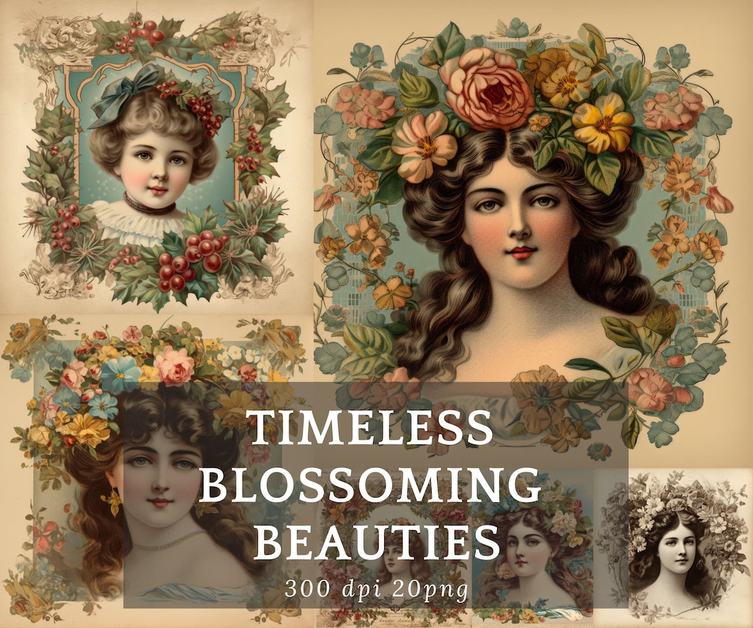 Victorian Floral Lady Portrait Pngs for Junk Journals Scrapbooking ...
