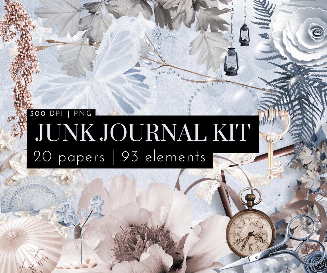 Junk Journal Kit 110+ Digital Embellishments, Botanical Digital Add Ons ...