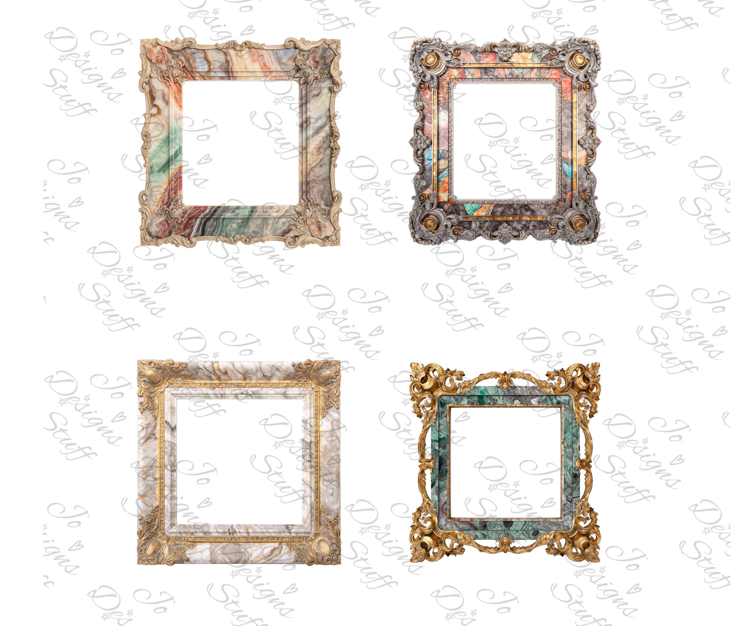 Marble Texture Frames Fussy Cuts, Printable Elegant Frames, Junk ...