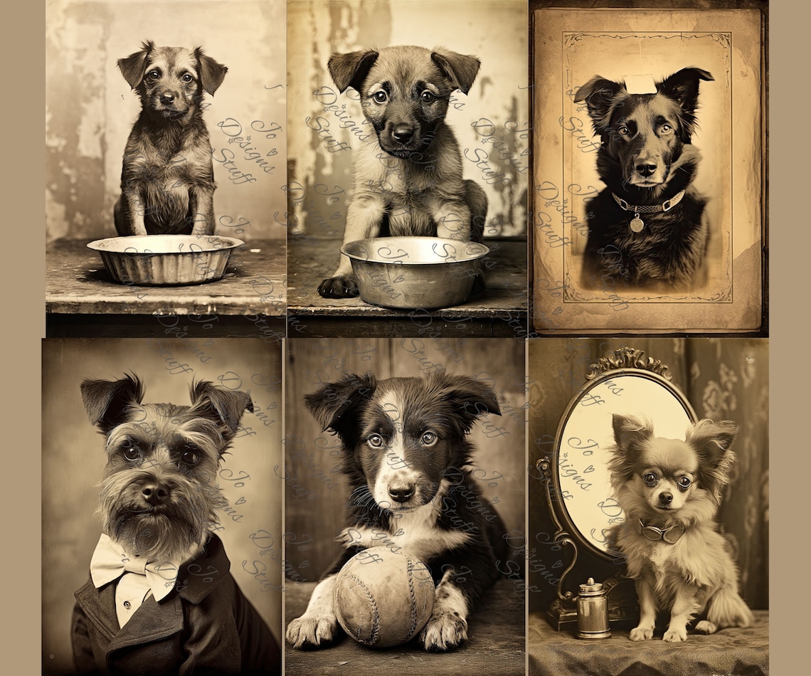 Victorian Old Vintage Dog Photos, Junk Journal Embellishments, 300 DPI ...