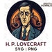 H. P. Lovecraft Svg, Cartoon H. P. Lovecraft Clipart Vector Cthulhu ...