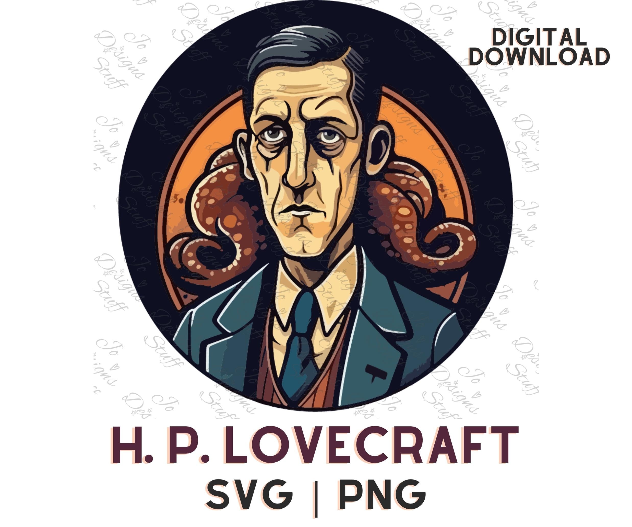 H. P. Lovecraft Svg, Cartoon H. P. Lovecraft Clipart Vector Cthulhu ...