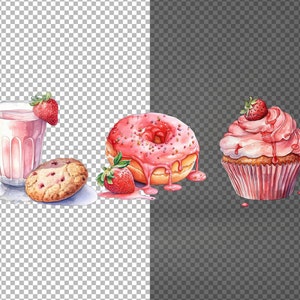 Strawberry Desserts Clipart Bundle - Summer Watercolor Sweet Food ...
