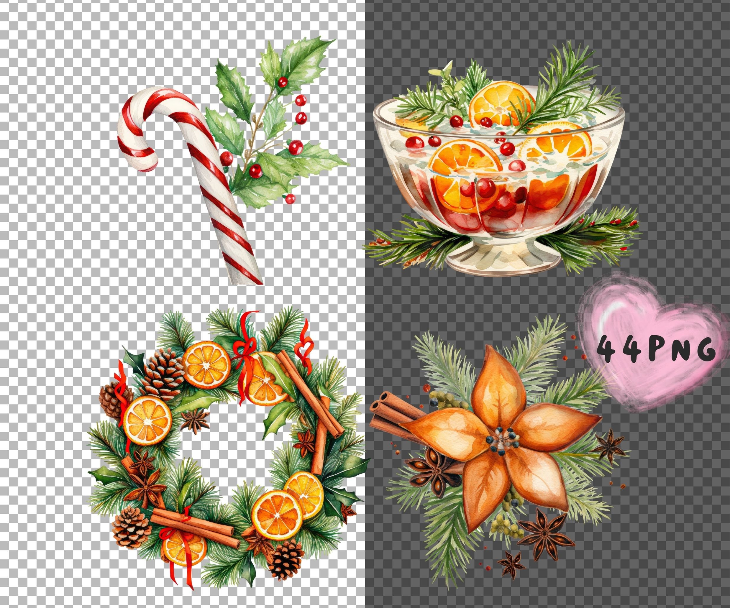 Watercolor Christmas Clipart Collection, Christmas Clip Art Bundle ...